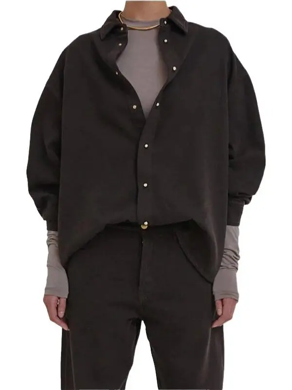 DARKPARK Keanu Denim Rouche Shirt - Black