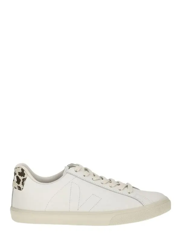 VEJA Esplar Leather Low-top Sneakers With Leopard Print Heel Detail - White