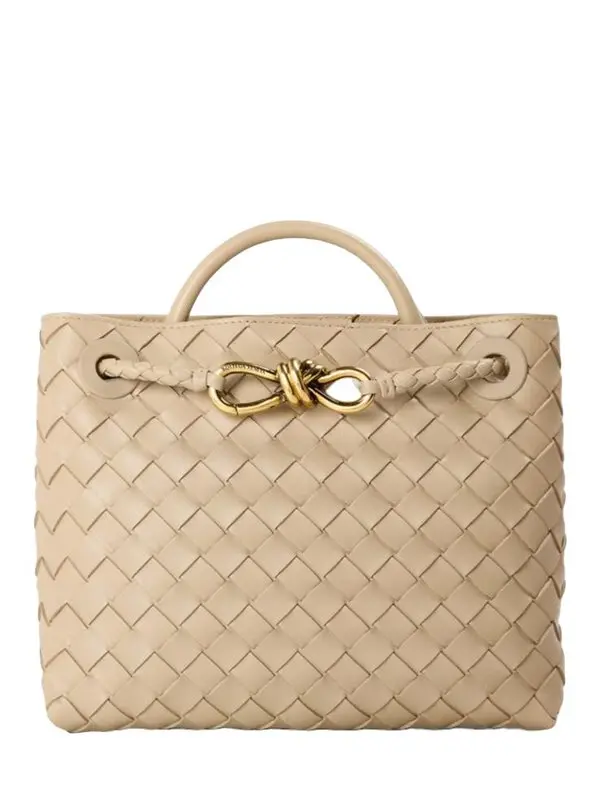 Bottega Veneta Woven Shoulder Bag With Knot Detail - Nude
