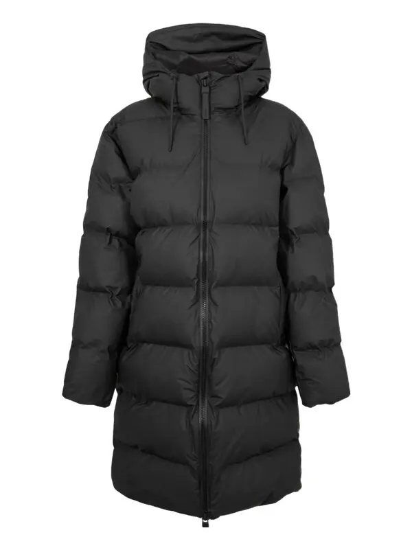 Rains Long Sleeved Cotton Padded Jacket With Hood - Black