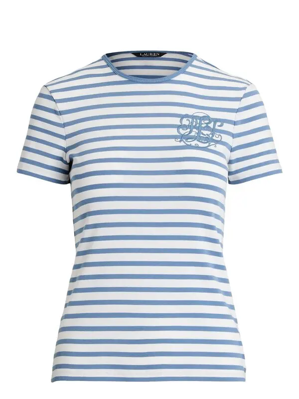Ralph Lauren Stripe Round Neck Short Sleeve - White
