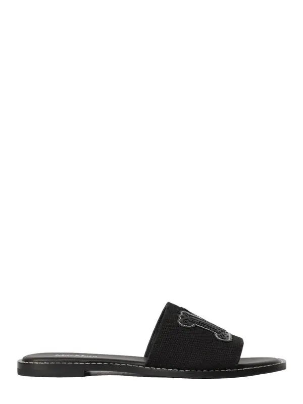 Max Mara Open-toe Flat Slippers With Logo Detail - Black