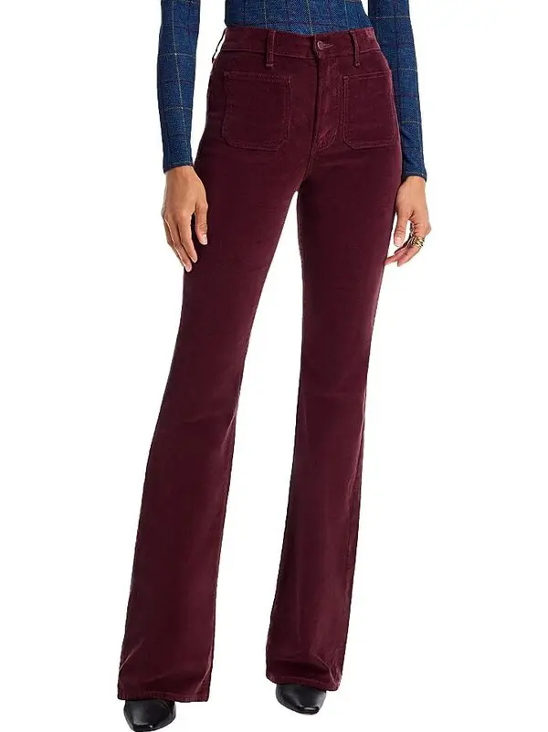 Veronica Beard Beverly Corduroy High Rise Patch Pocket Bootcut Jeans - Burgundy