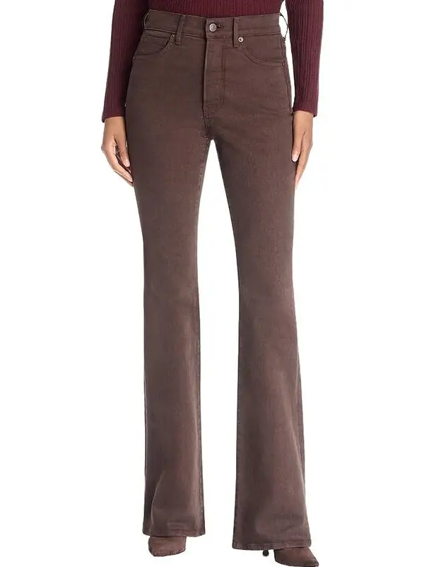 Veronica Beard Beverly Coated High Rise Bootcut Jeans - Espresso