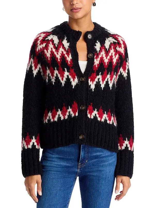 Veronica Beard Christina Fair Isle Cardigan - Black Multi