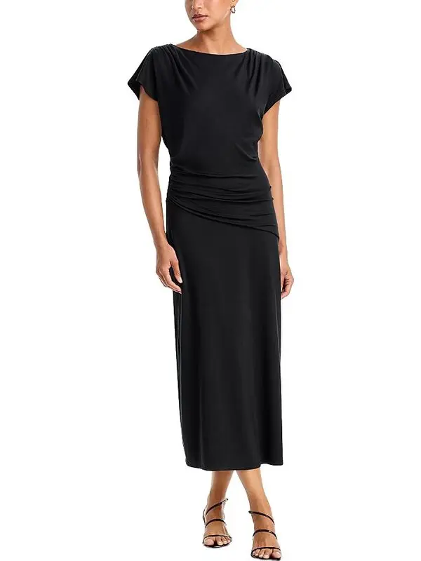 Veronica Beard Lila Draped Midi Dress - Black