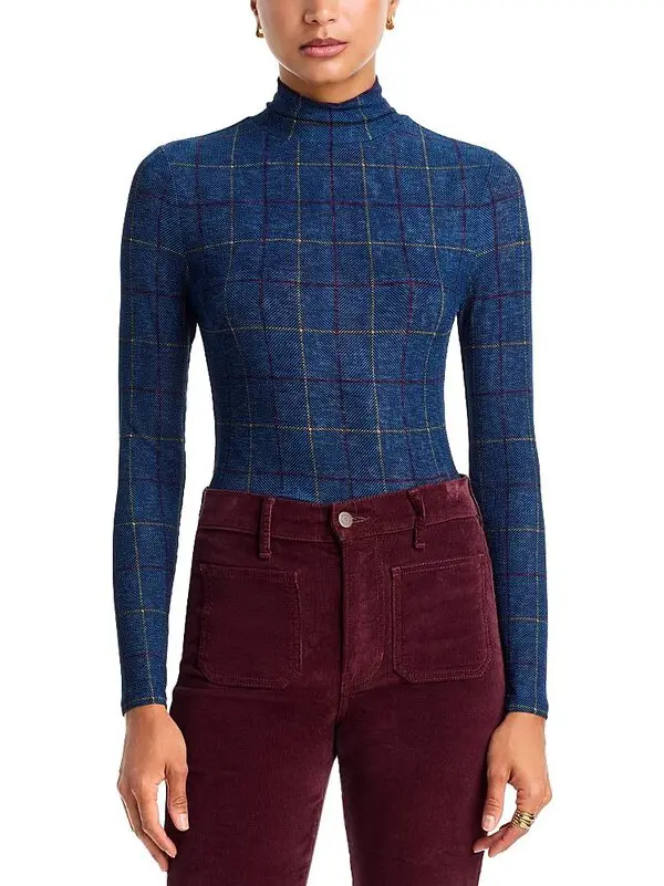 Veronica Beard Wyeth Stretch Jersey Turtleneck Top - Teal Multi