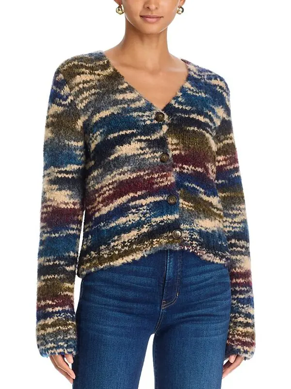 Veronica Beard Monae V Neck Cardigan - Teal Multi
