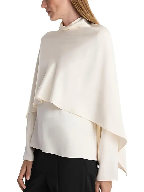 RÓHE Satin Cape Overlay Top - Cream