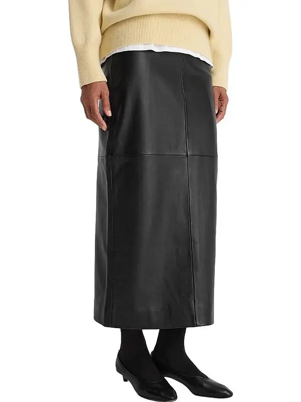 RÓHE Elongated Leather Skirt - Black