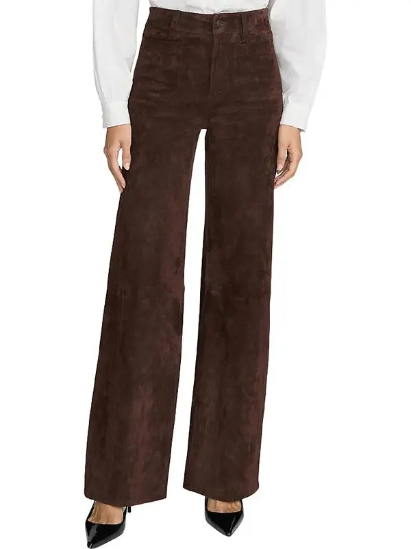 FRAME The Suede Slim Palazzo Jeans - Dark Brown