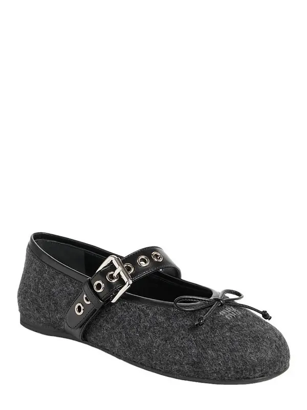 Miu Miu Mary Jane Ballerina Flats - Antracite
