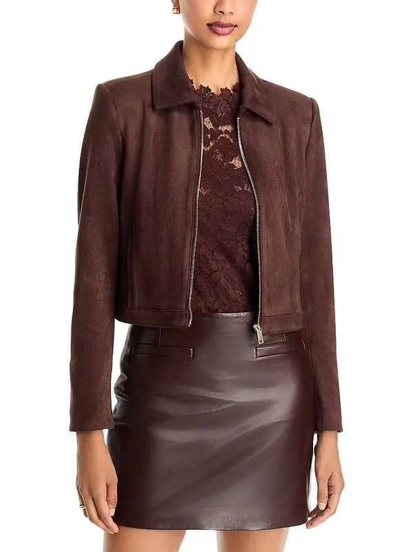 Generation Love Lola Faux Suede Zippered Jacket - Espresso