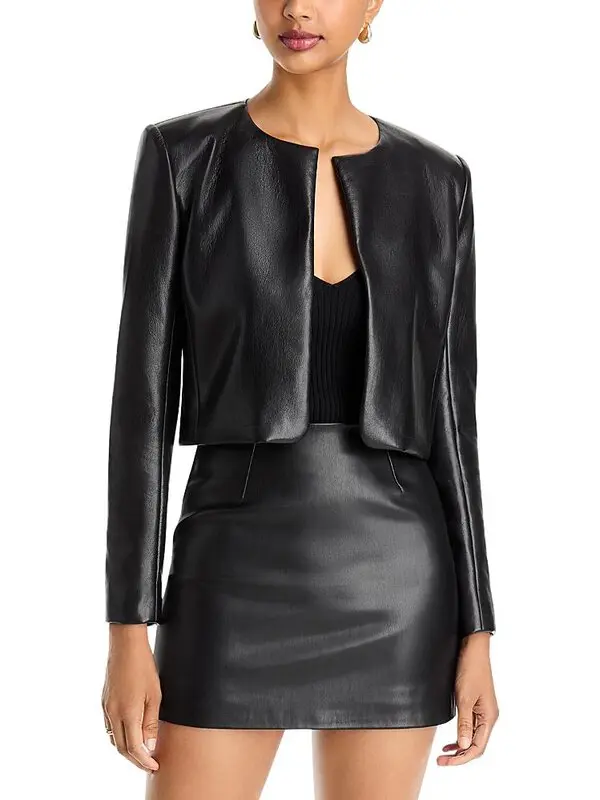 Generation Love Lindy Cropped Faux Leather Jacket - Black