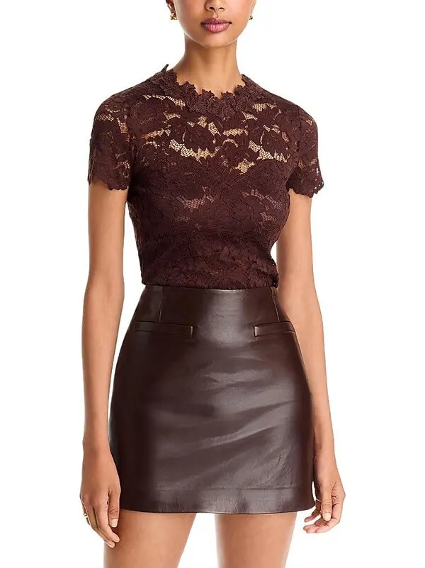 Generation Love Giada Lace Short Sleeve Top - Espresso