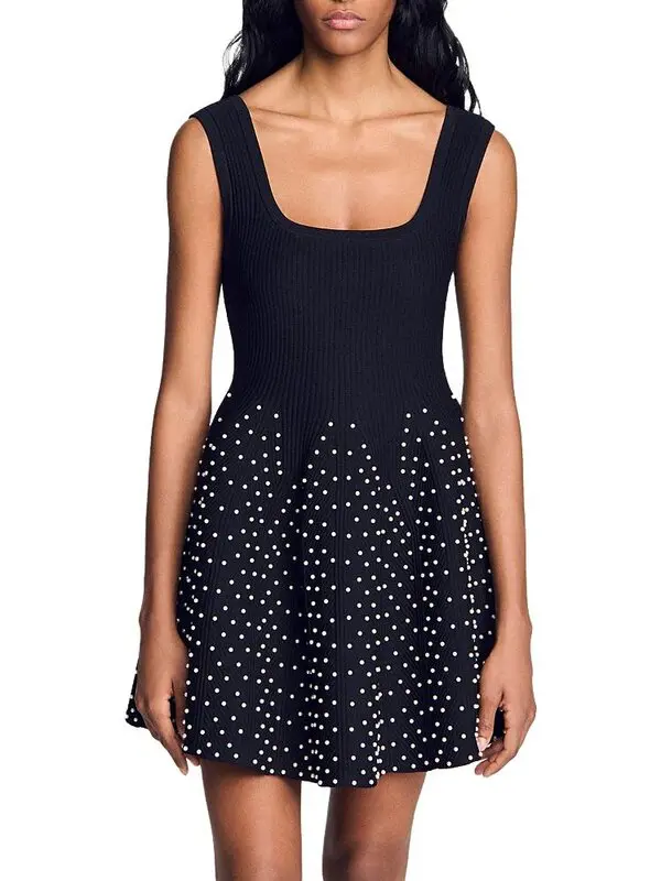 Sandro Sunniva Embellished Mini Dress - Black