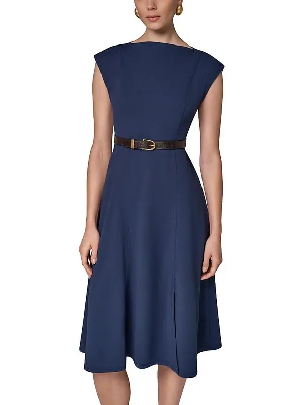 Donna Karan New York Cap Sleeve Boat Neck A-line Dress - Black