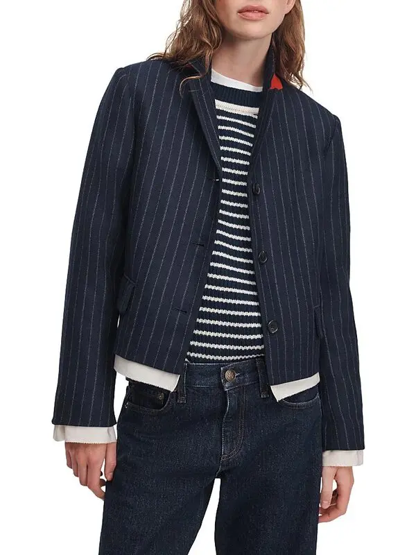 Rag & Bone Lawrence Wool Blend Crop Blazer - Navy
