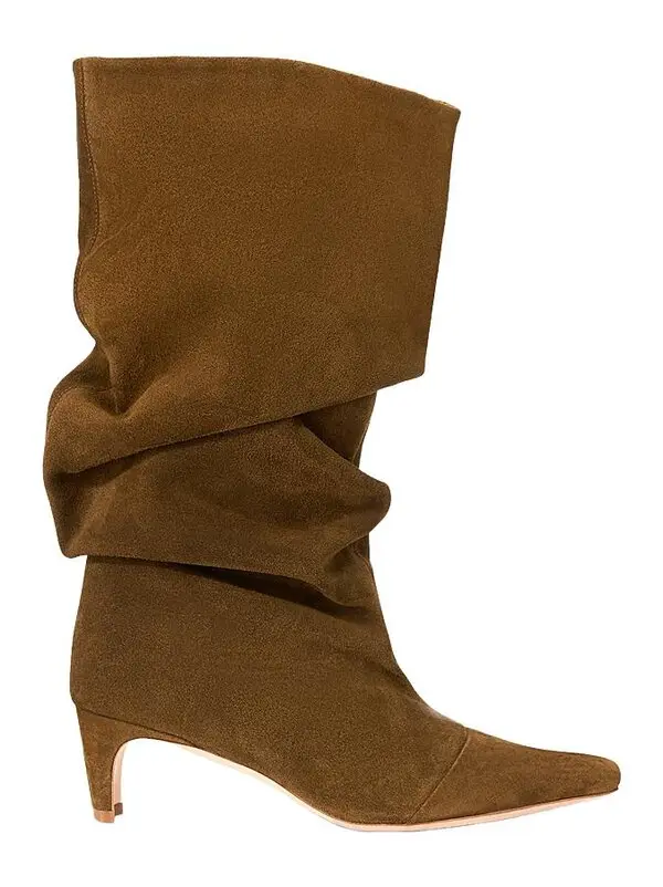 Staud Wally Suede Slouch Boots - Cigar