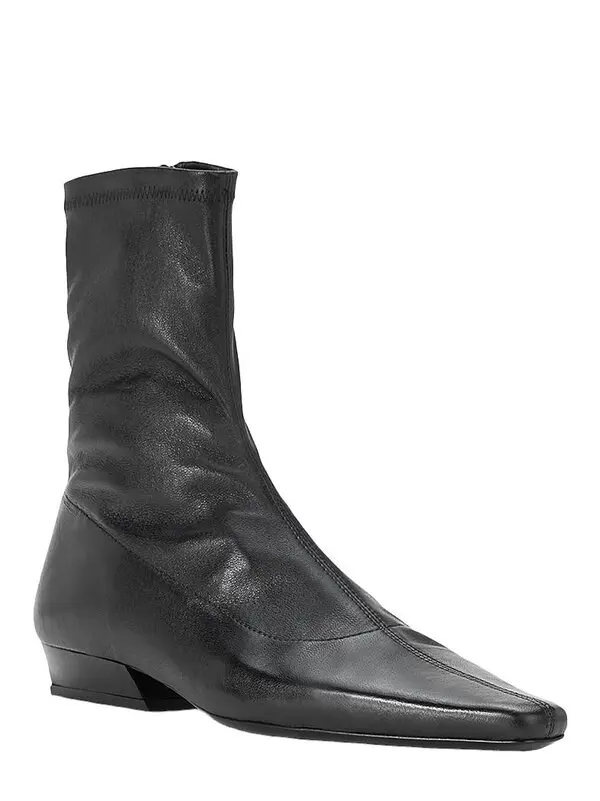 Staud Wally Leather Sock Ankle Boots - Black