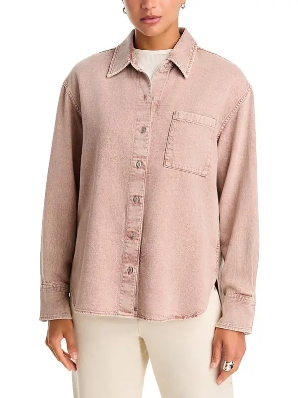 Rag & Bone Connie Cotton & Lyocell Button Up Shirt - Rosestone