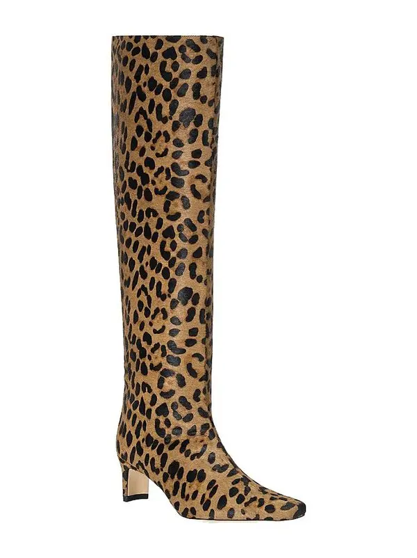Staud Wally Calf Hair Knee High Animal Print Boots - Cheetah