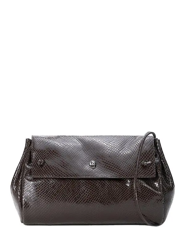 Staud Cy Embossed Leather Bag - Espresso Snake