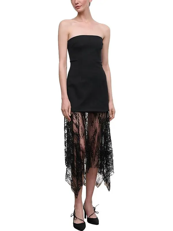 Staud Jolie Embellished Strapless Dress - Black