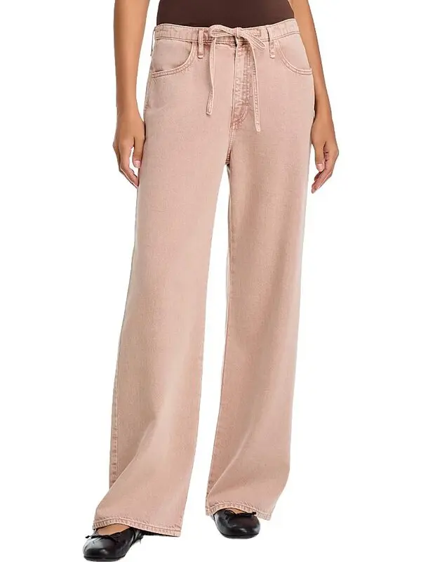 Rag & Bone Featherweight Phoebe High Rise Drawstring Wide Leg Jeans - Rosestone