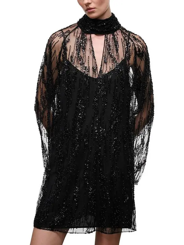 Staud Esther Embellished Mini Dress - Black