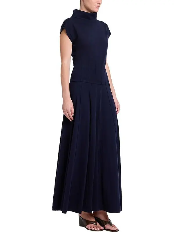 TWP Wool Seamed Maxi Skirt - Blue Night