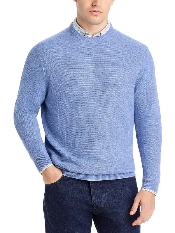 Peter Millar Autumn Crest Honeycomb Wool Blend Sweater - Blue Freesia