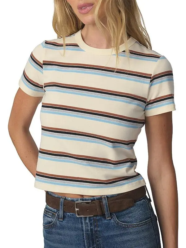 Joe's Jeans The Cotton Stretch Striped Baby Tee - Ecru Multi