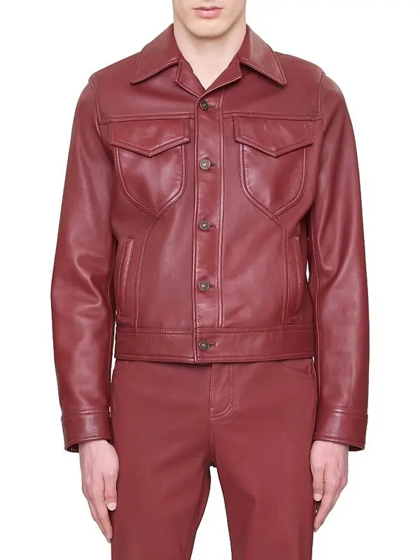Amiri Vintage Cut Leather Jacket - Brick