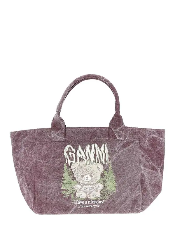 GANNI Forest Teddy Large Tote Bag - Purple