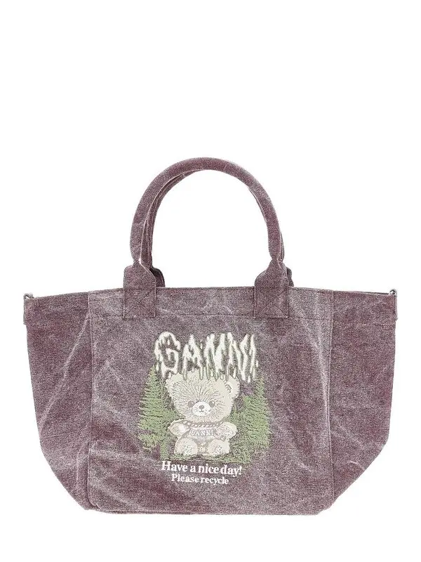 GANNI Small Forest Teddy Tote Bag - Purple