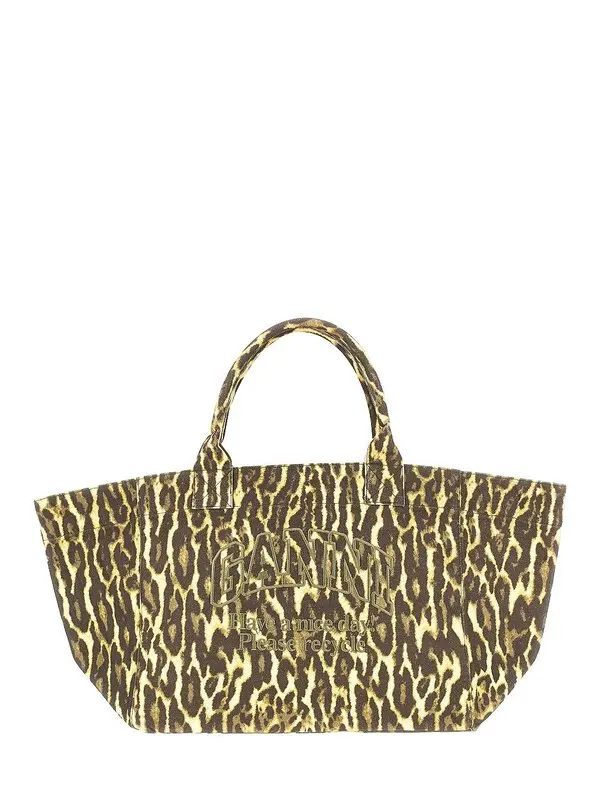 GANNI Leopard Canvas Xxl Tote Bag - Multicolor