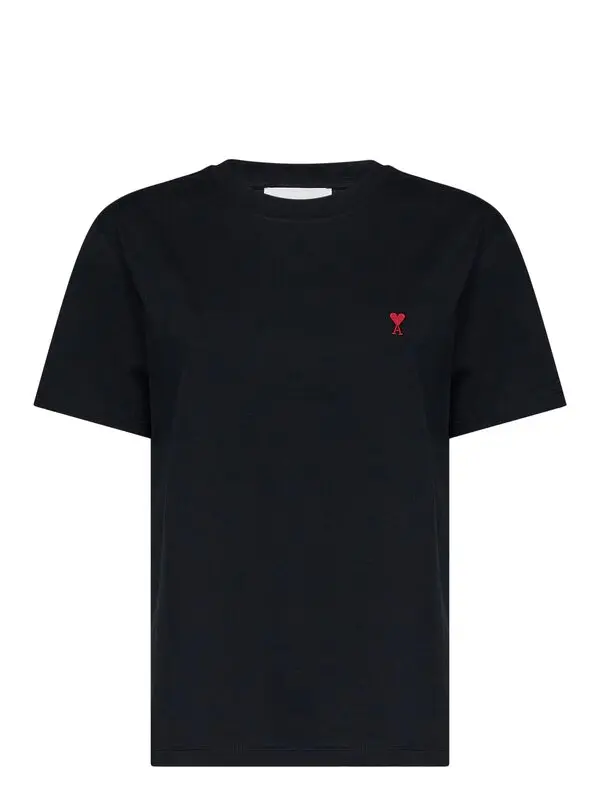 AMI Paris Black Cotton Jersey De Cœur T-shirt - Multicolor