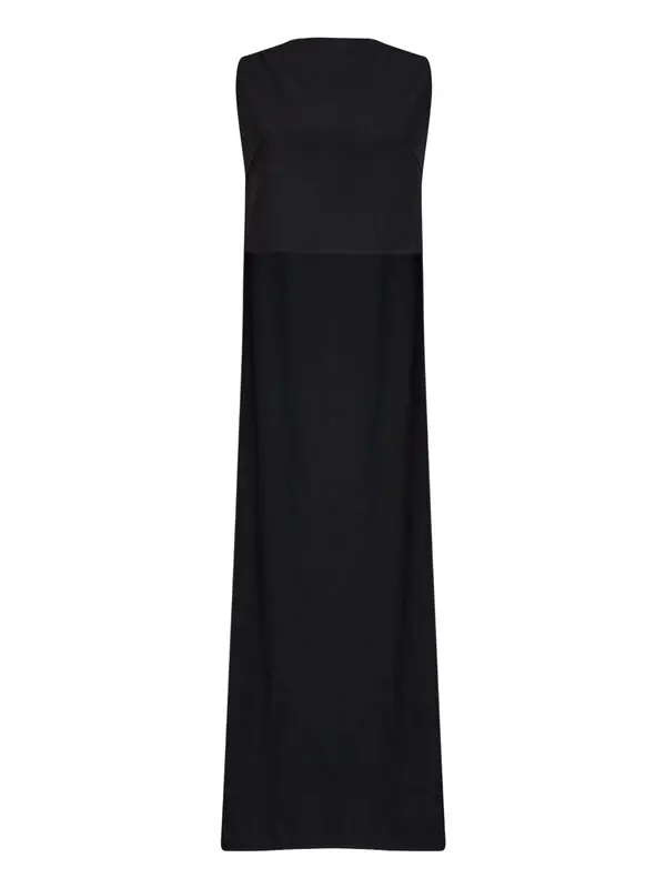 JIL SANDER Black Virgin Wool Asymmetric Top - Multicolor