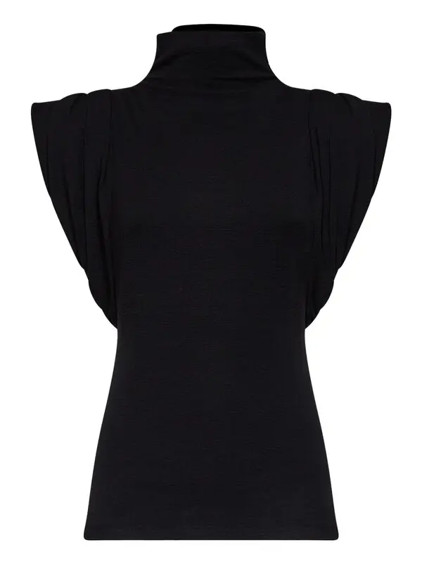 MUGLER Black Jersey Draped Sleeveless Top - Multicolor