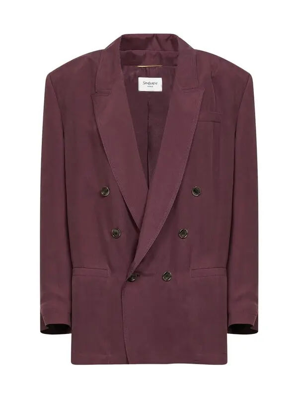 Saint Laurent Double-breasted Silk Habutai Blazer - Multicolor