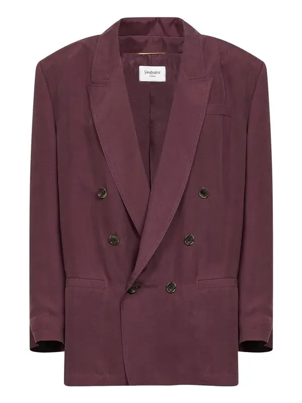 Saint Laurent Double-breasted Silk Habutai Blazer - Multicolor