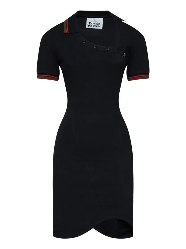 VIVIENNE WESTWOOD Black Cotton Piqué Glory Asymmetric Polo Mini Dress - Multicolor