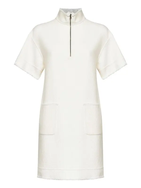Max Mara White Virgin Wool Mini Dress - Multicolor