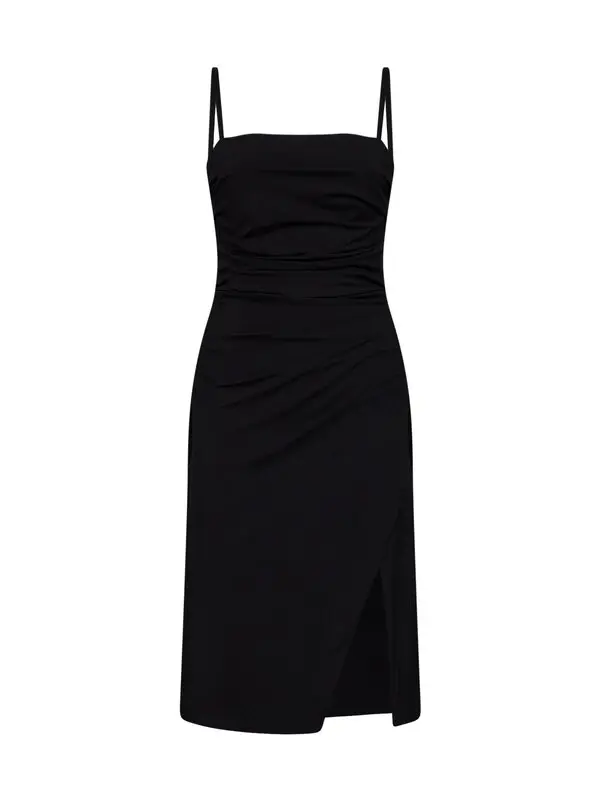 Dolce & Gabbana Black Stretch Jersey Draped Midi Dress - Multicolor
