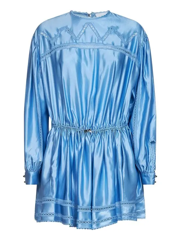 Rabanne Sunset Blue Viscose And Silk Satin Mini Dress With Lace - Multicolor