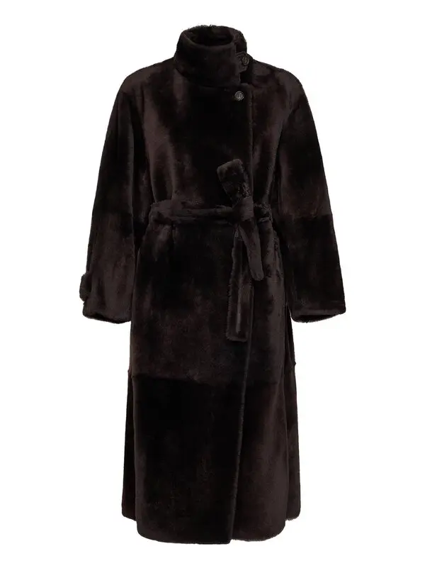 Brunello Cucinelli Belted Shearling Coat - Multicolor