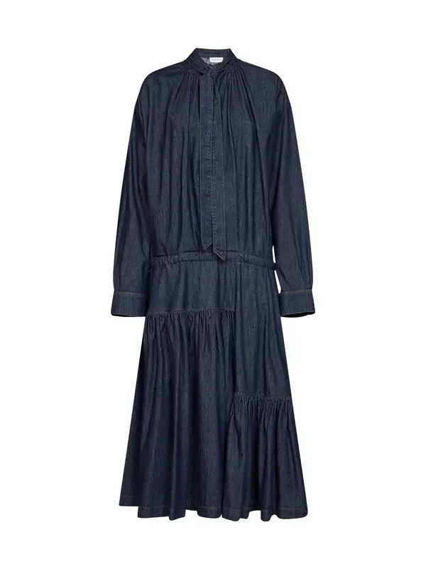 Dries Van Noten Indigo Cotton Denim Denvy Midi Dress - Multicolor