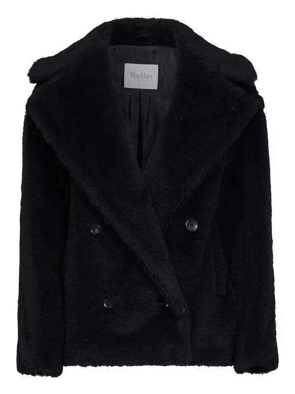 Max Mara Black Alpaca And Wool Teddy Biker Coat - Multicolor