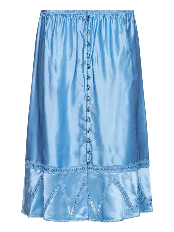 Rabanne Sunset Blue Viscose And Silk Satin Midi Skirt - Multicolor
